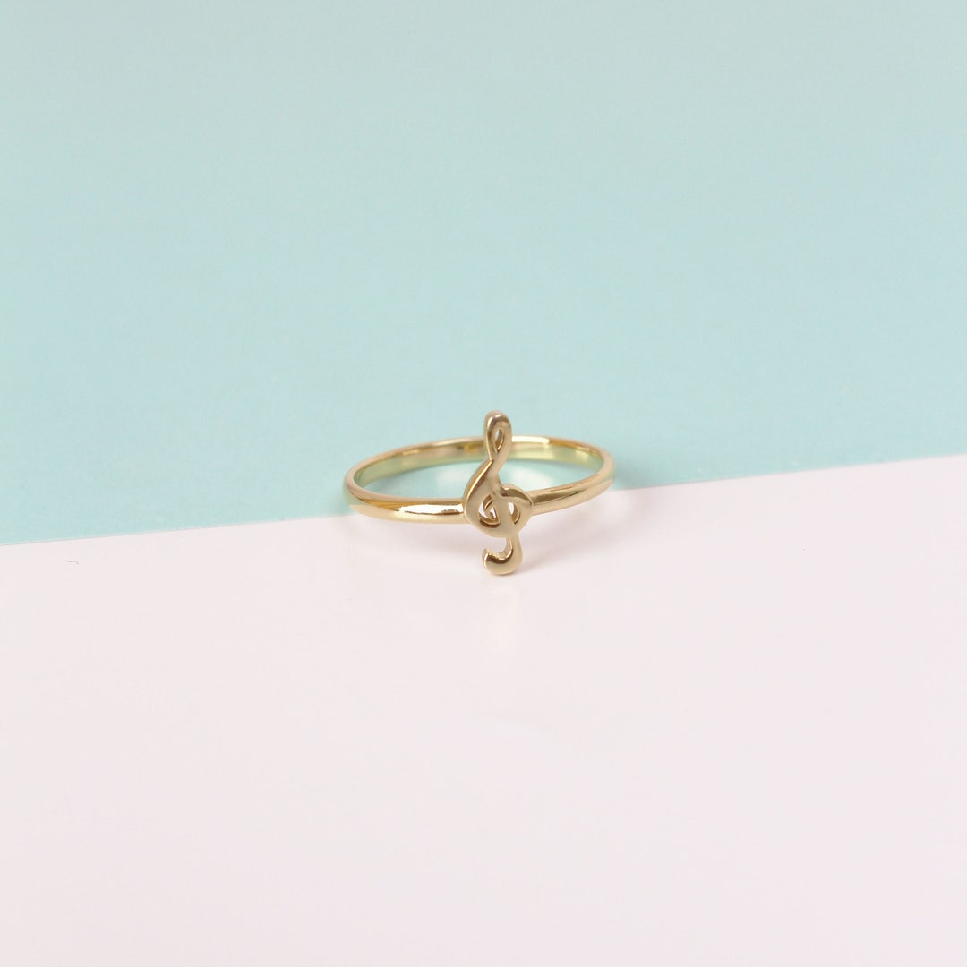 Gold Treble Clef Ring Gold Musical Note Ring 14k Musician Ring - Etsy