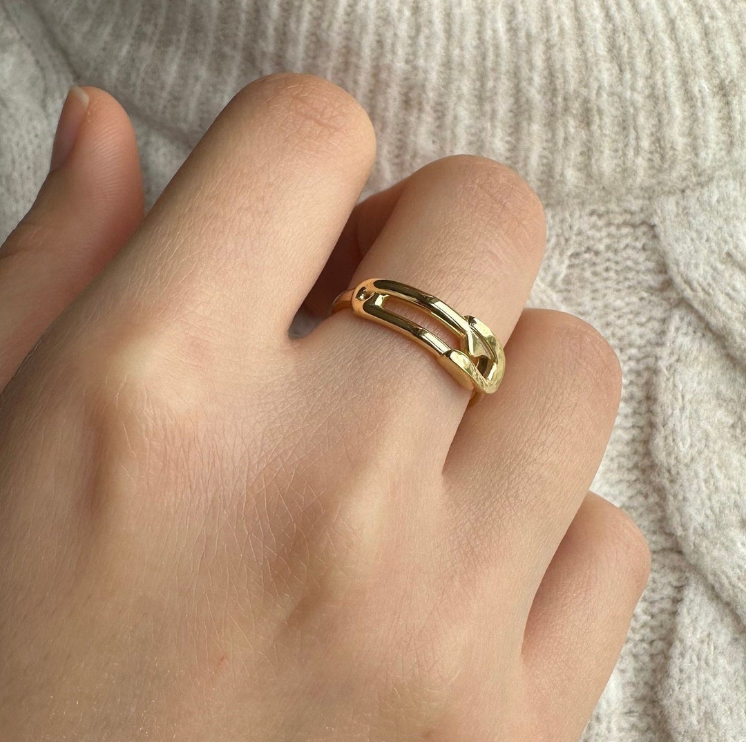 Gold Hook Ring 14k Solid Gold Tailor Ring Minimalist - Etsy