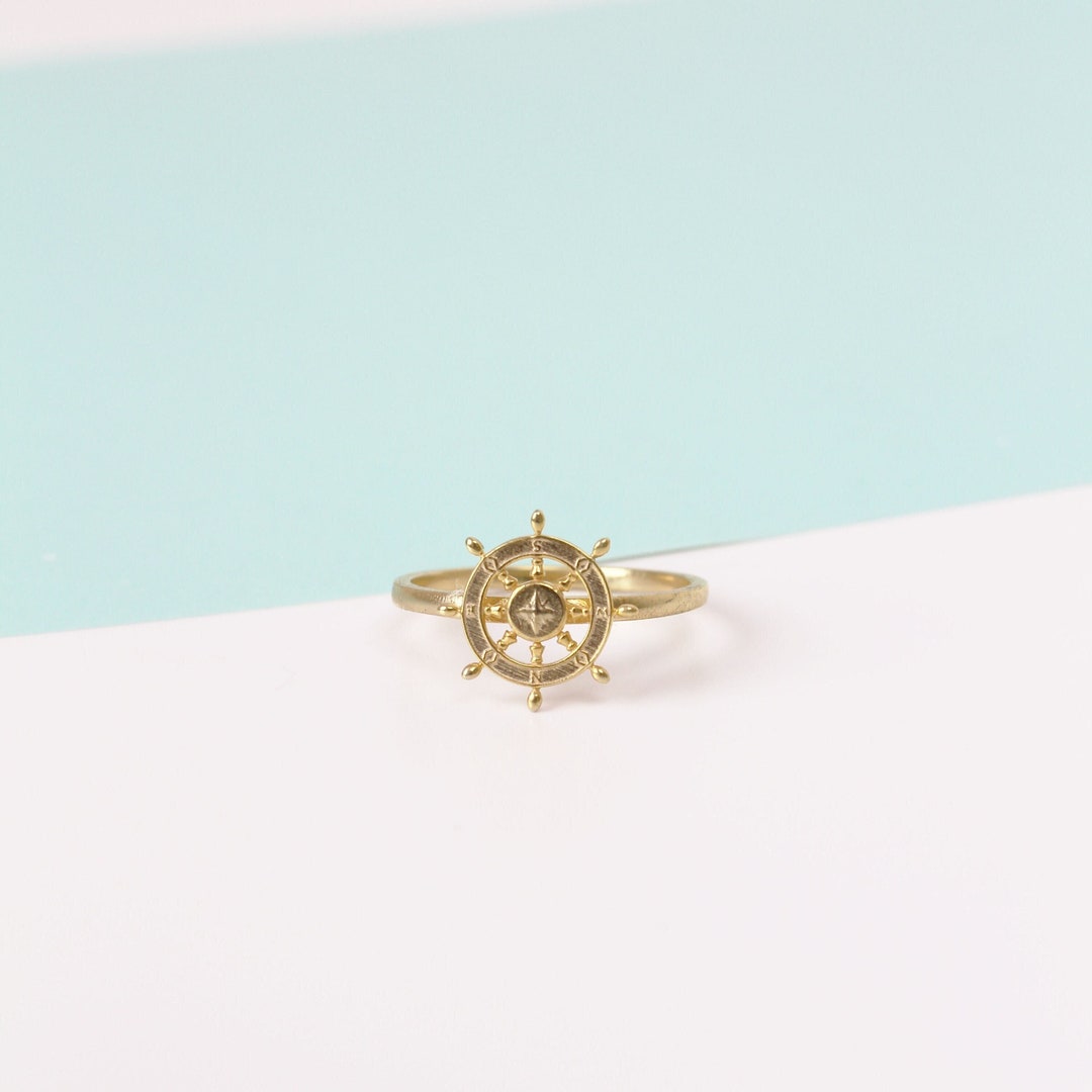 Elegant Nautical Rudder Ring - 10k-18k Gold/silver Ship Helm Jewelry ...