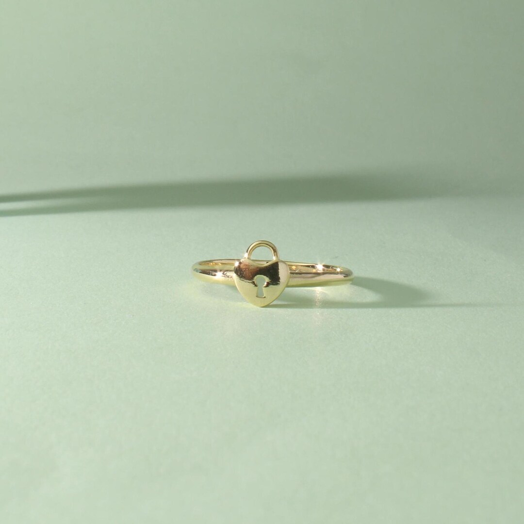 Gold Lock Ring Minimalist Solid Gold Ring Pretty 14k Ring 18k Gold Lock Ring Key Ring Gold 10k ...