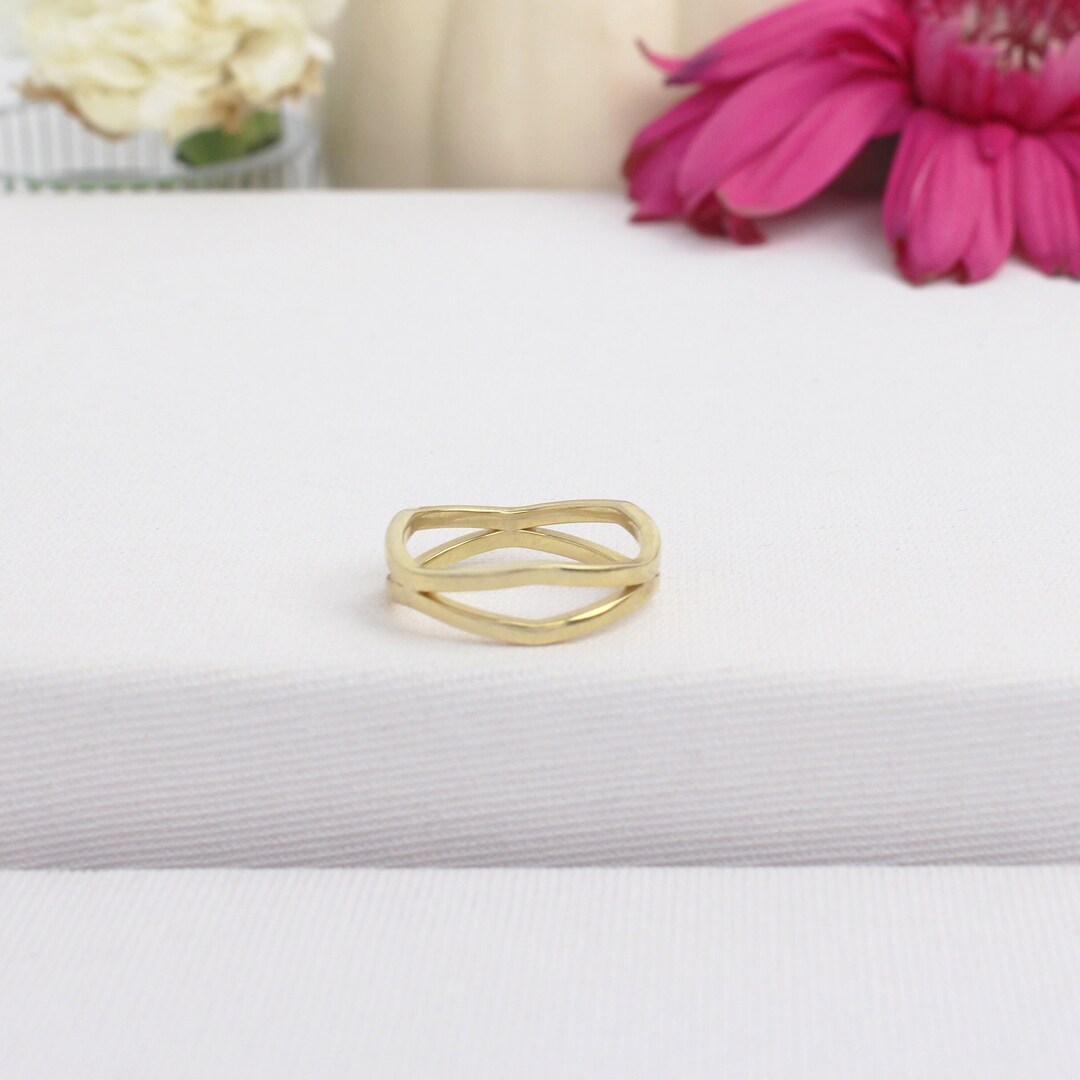 Wave Ring Gold Wave Ring Gold Zig Zag Ring Symmetrycal Ring Minimalist Jewelry Silver Wave Ring ...