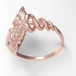 Gold Caduceus Ring – Medical Symbol Jewelry for Doctors & Nurses, Solid Gold Wing Ring, Unique ...