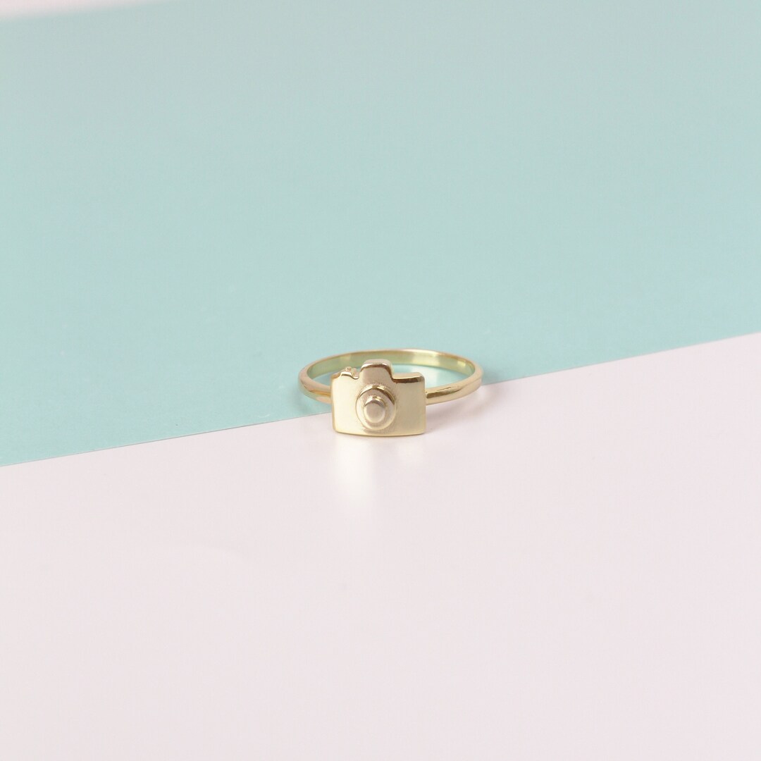 10K Gold Camera Ring: Unique Photographer Gift, Lens Design Jewelry for ...