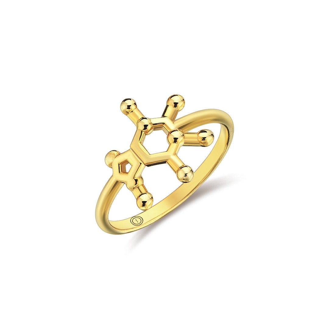 Gold Caffeine Molecule Ring Gold Barista Ring 14k Gold Caffeine Ring ...