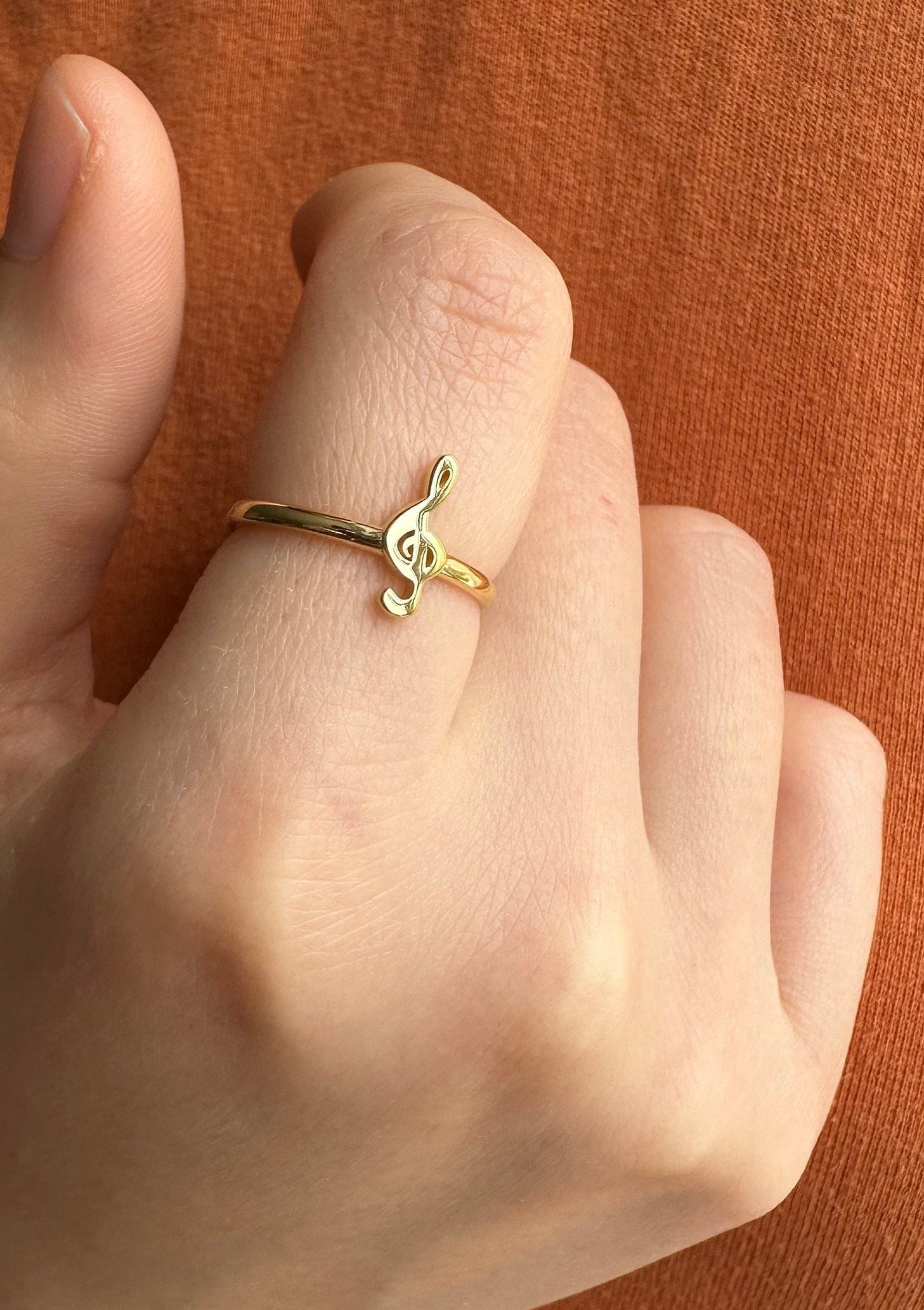 Gold Treble Clef Ring Gold Musical Note Ring 14k Musician Ring - Etsy