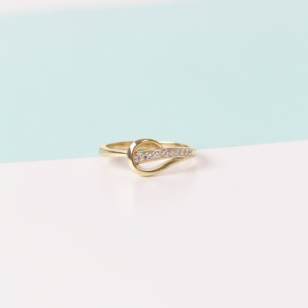 Gold Wave Ring Knot Ring Wave Gold Ring With Moissanite Dainty Bypass Ring 14k,18k Solid Gold ...