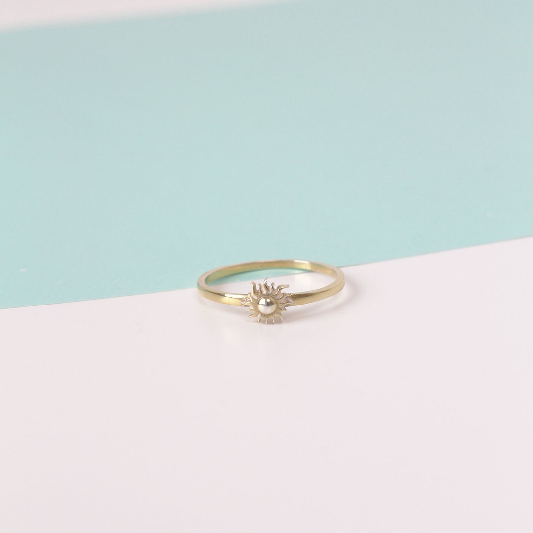 Gold Sun Ring Sunrise Ring 14K Solid Gold Sun Ring Handmade Gift ...