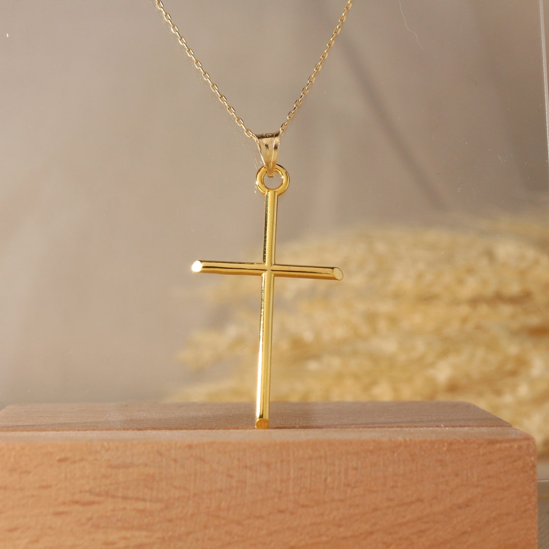 Elegant 14K Solid Gold Cross Pendant: Meaningful Christian Gift for ...