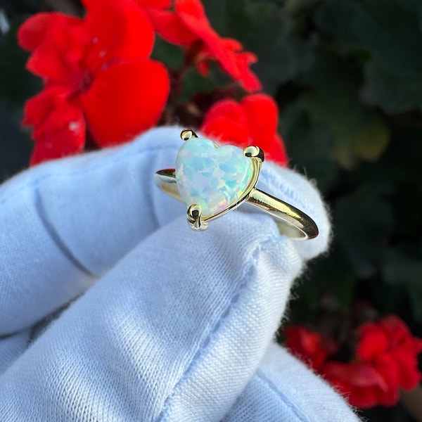 Opal Heart Ring - Etsy