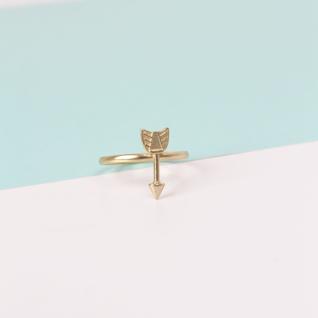 10k Gold Arrow Ring Gift for Archery Gold Ring 14k Yellow Gold Robin ...