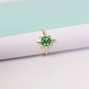 Gold Turtle Ring Tortoise Ring Green Enamel Ring Silver Turtle Ring ...