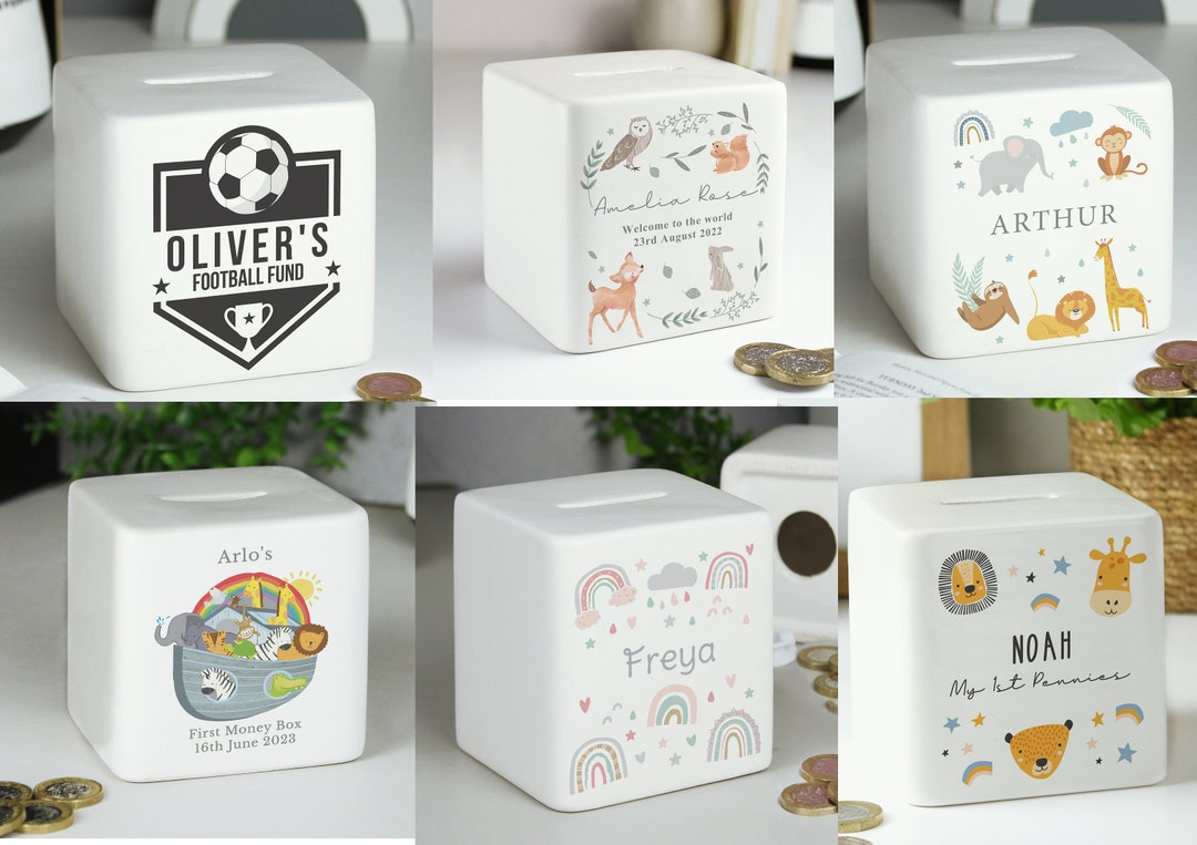 Personalised Money Box Piggy Bank Saving Gifts Keepsakes Children's ...