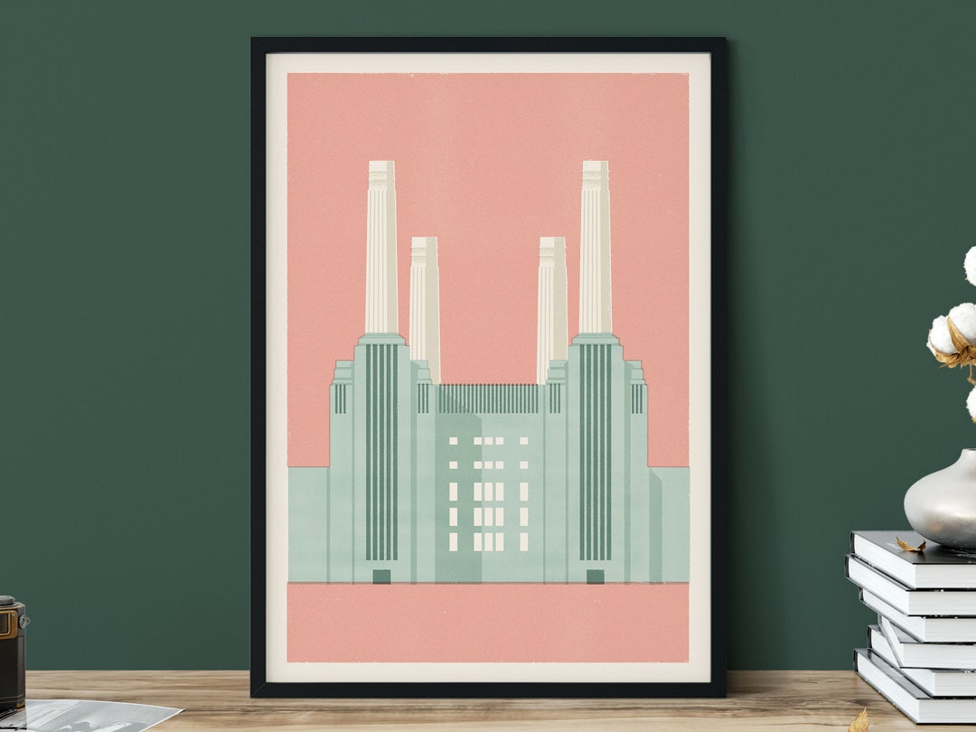 Battersea Power Station Print - London Travel Poster - Wall Art - Etsy