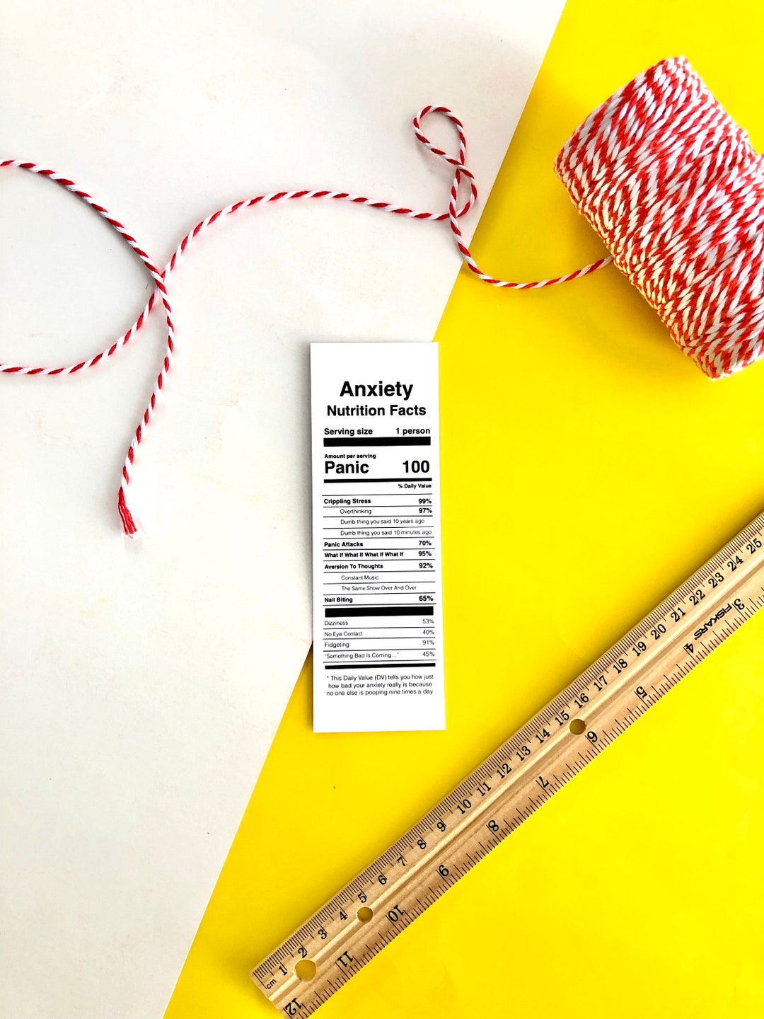 Anxiety Nutrition Facts Bookmark Funny Bookmarks Book Lover Gift ...