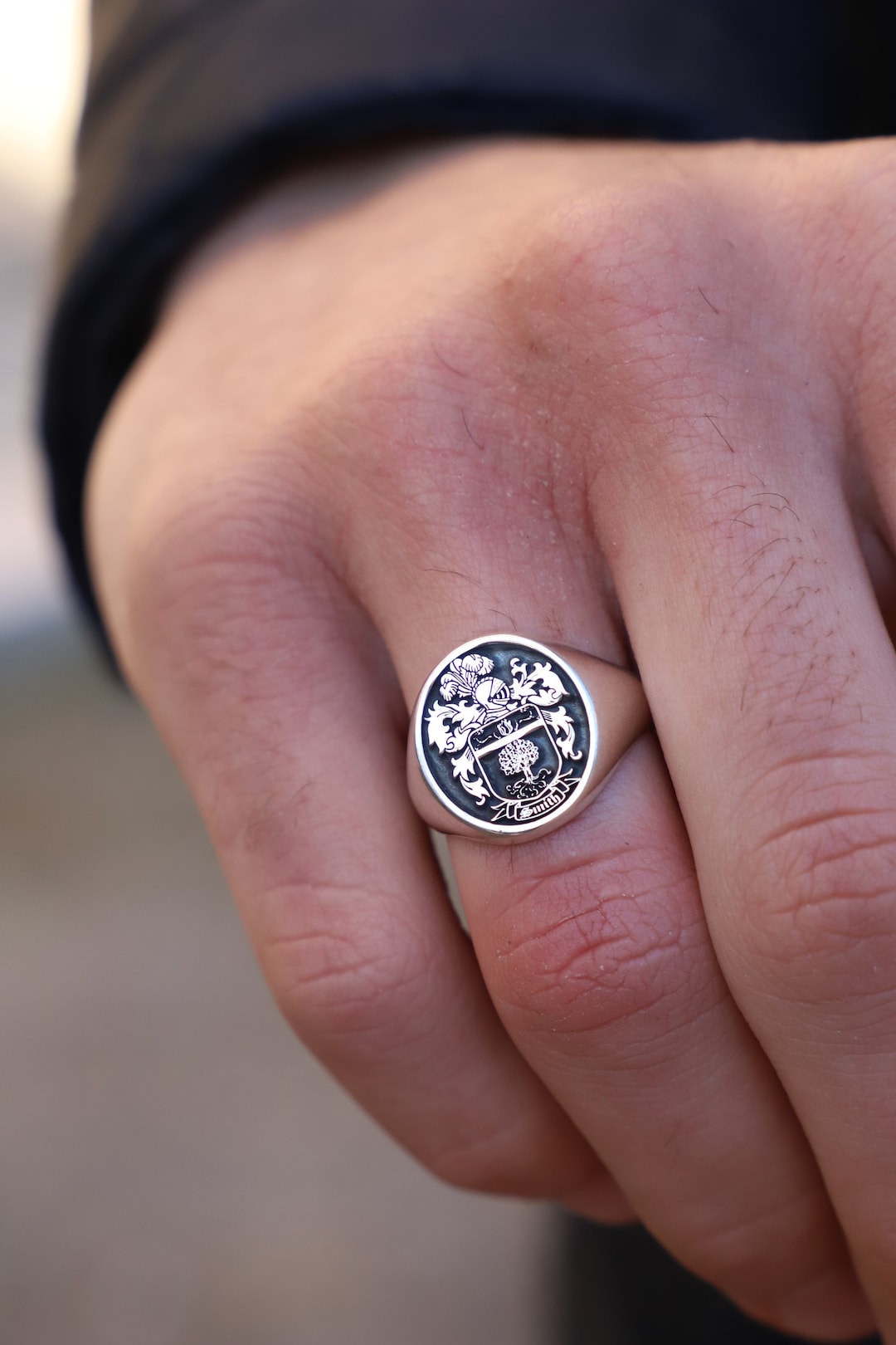 Silver Crest Ring, Coat of Arms Signet Ring, Family Crest Rings ...