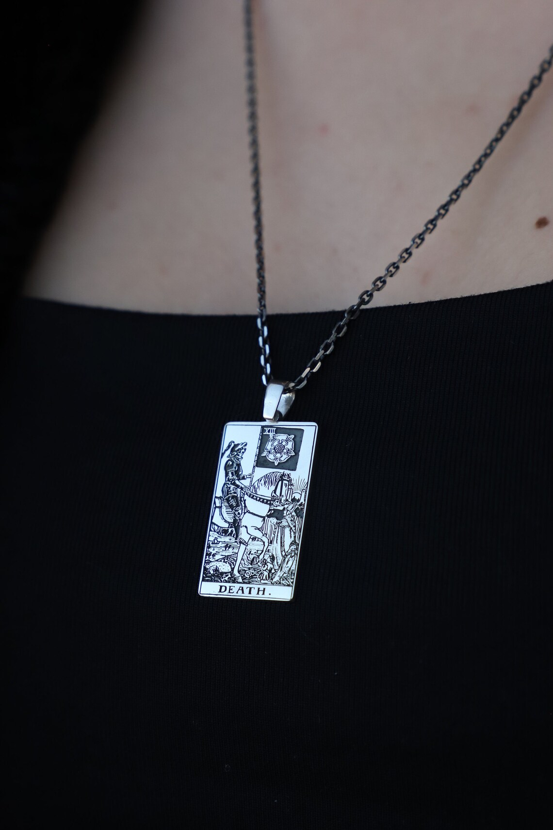 Silver Tarot Death Necklace 925K Sterling Silver Death Tarot - Etsy