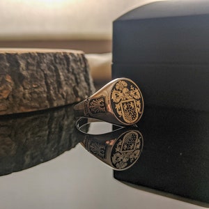 Silver Family Crest Rings, Crest Ring, Coat of Arms Signet Ring, Family ...
