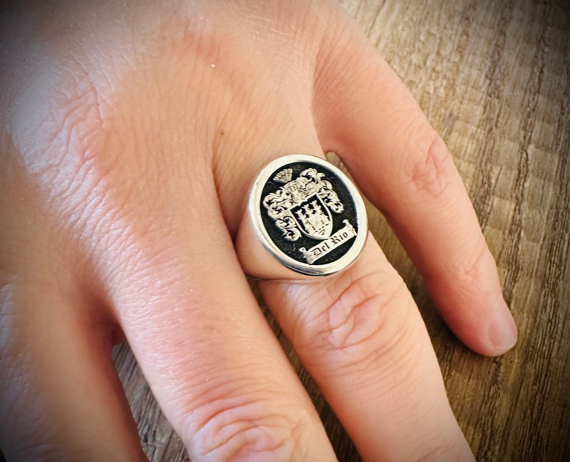 Family Crest Signet Ring Silver Coat of Arms Signet Ring - Etsy