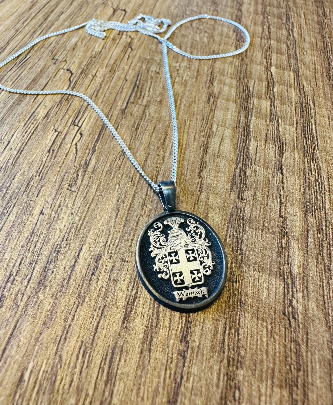 Silver Crest Necklace, Coat of Arms Signet Necklace, Family Crest ...