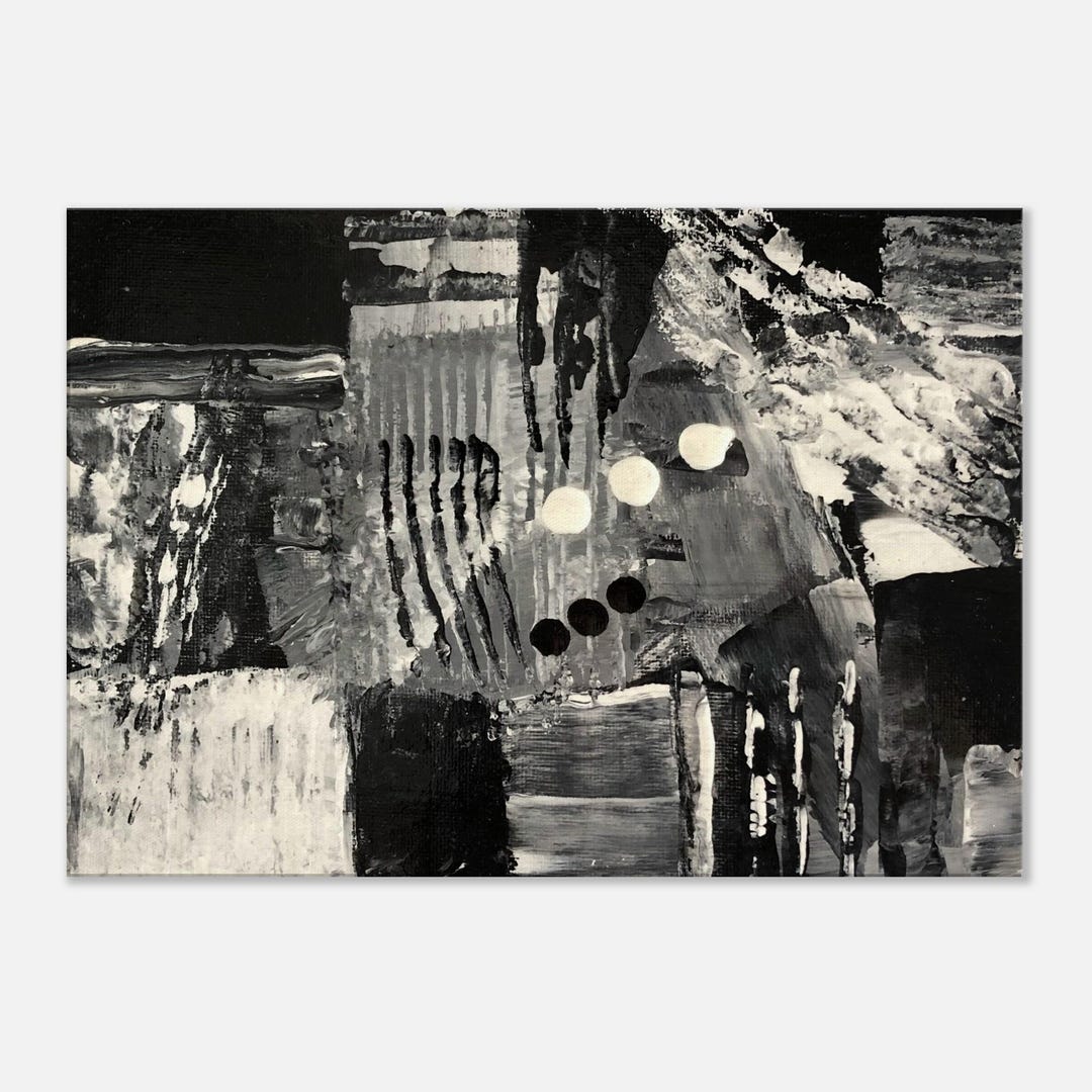 Modern Black & White Abstract Canvas Print – Unique Textured Art for ...