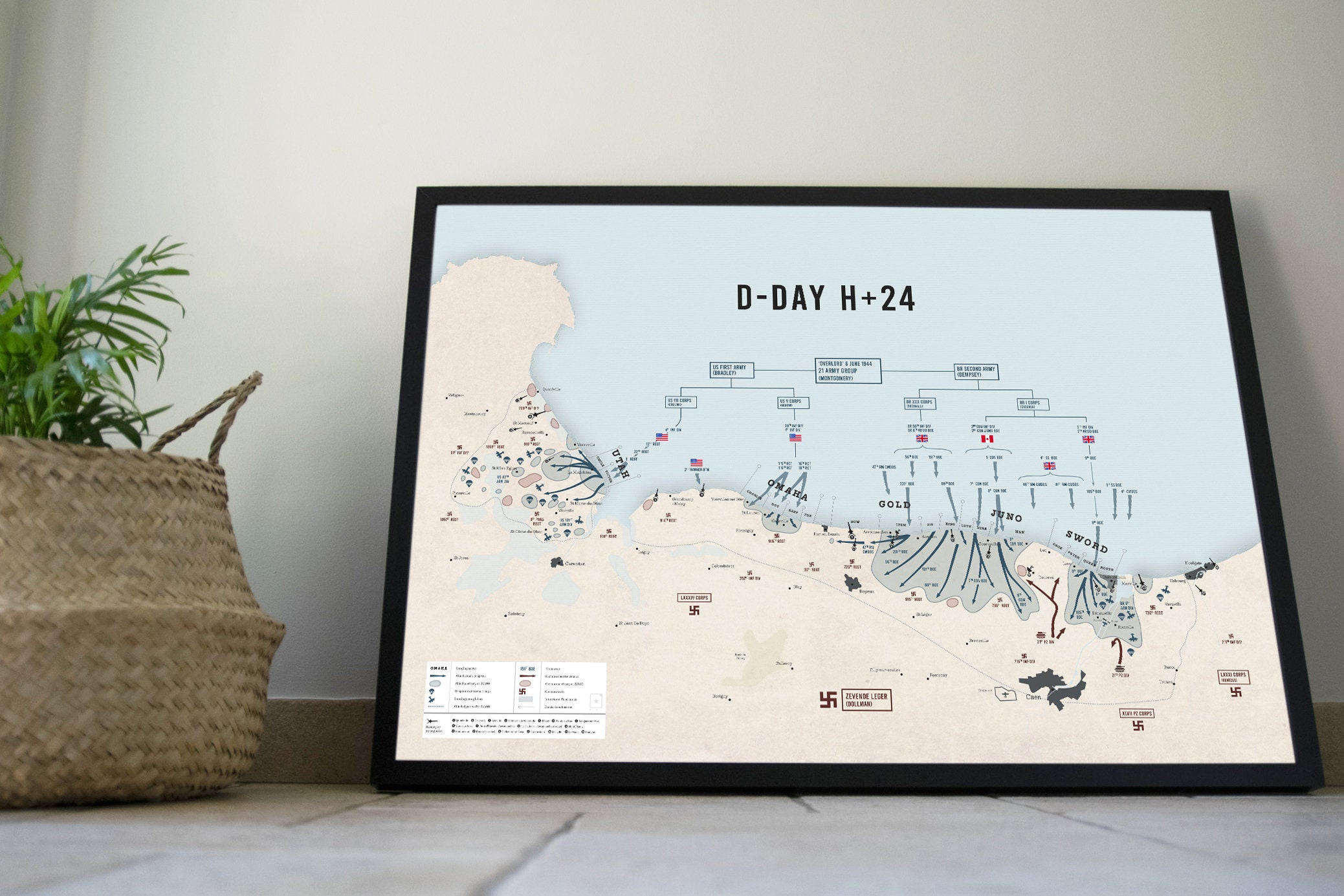 D-day Map Poster of Normandy With All Beach and Airborne Landings in ...