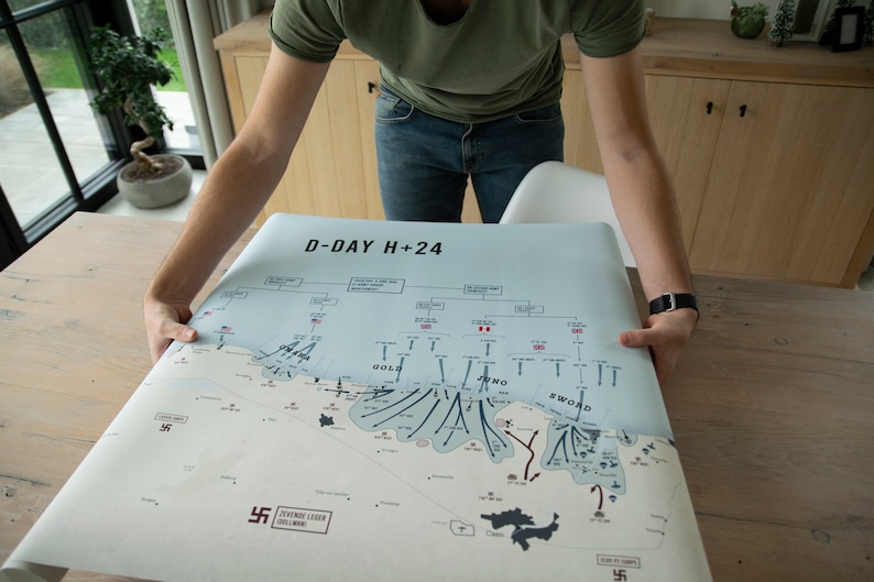 D-day Map Poster of Normandy With All Beach and Airborne Landings in ...