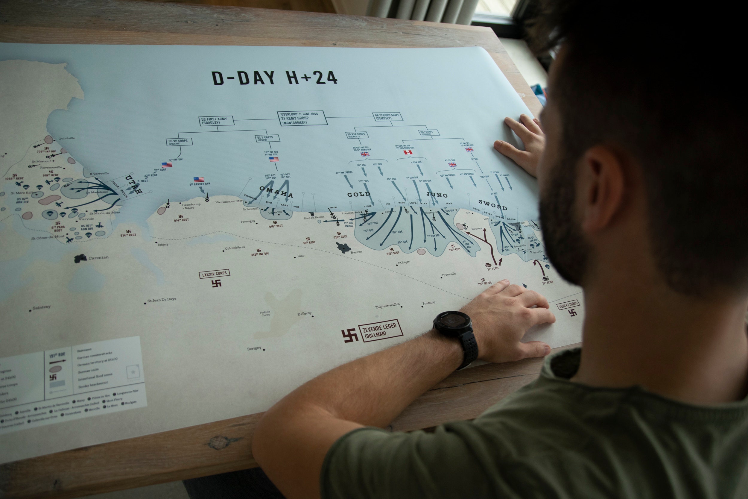 D-day Map Poster of Normandy With All Beach and Airborne Landings in ...