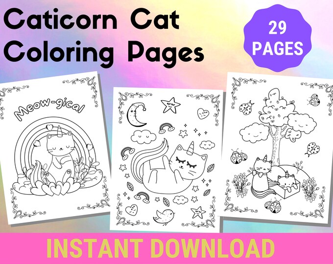 Caticorn Coloring Pages, Kittycorn Coloring Page, Girly Coloring Pages ...