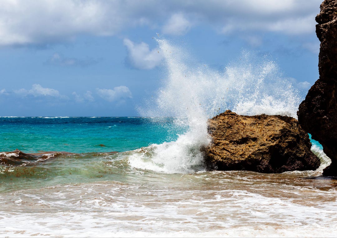 Downloadable A4 Wall Art Print | Waves off Bottom Bay Barbados - Etsy