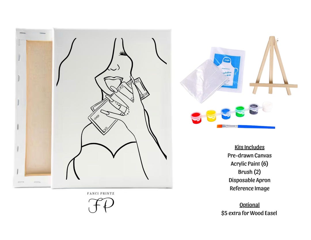 Pretty & Paid/ Paint Party/ Sip and Paint/ Predrawn Canvas/ Art Party ...