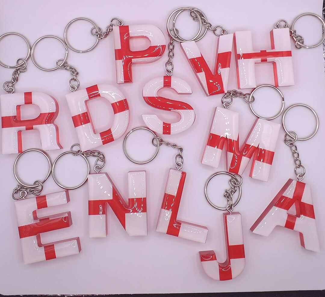 England Flag Keyring, Football Keychain, Resin Letter Keychain, English ...