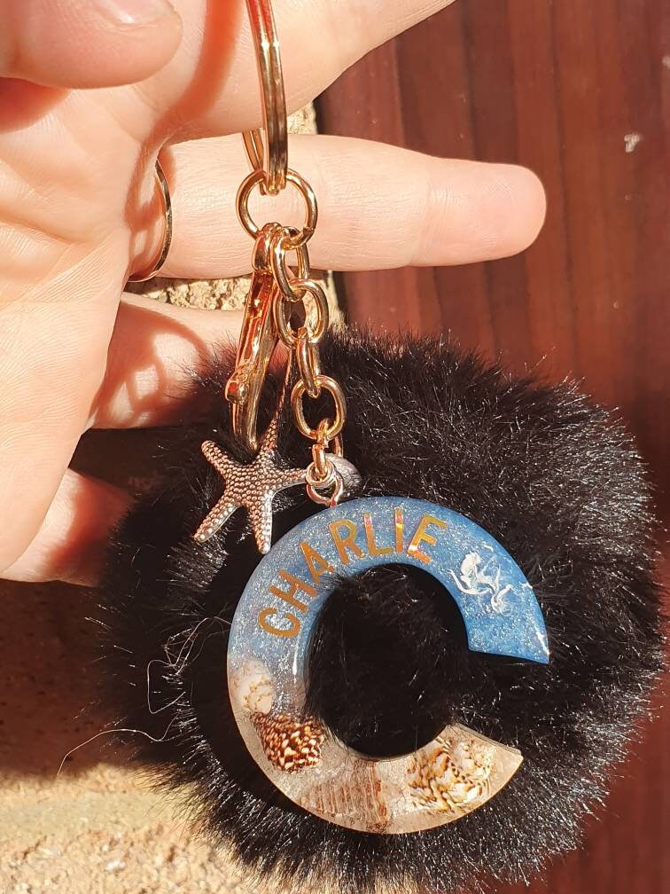Personalised Beach Resin Keychain - Etsy