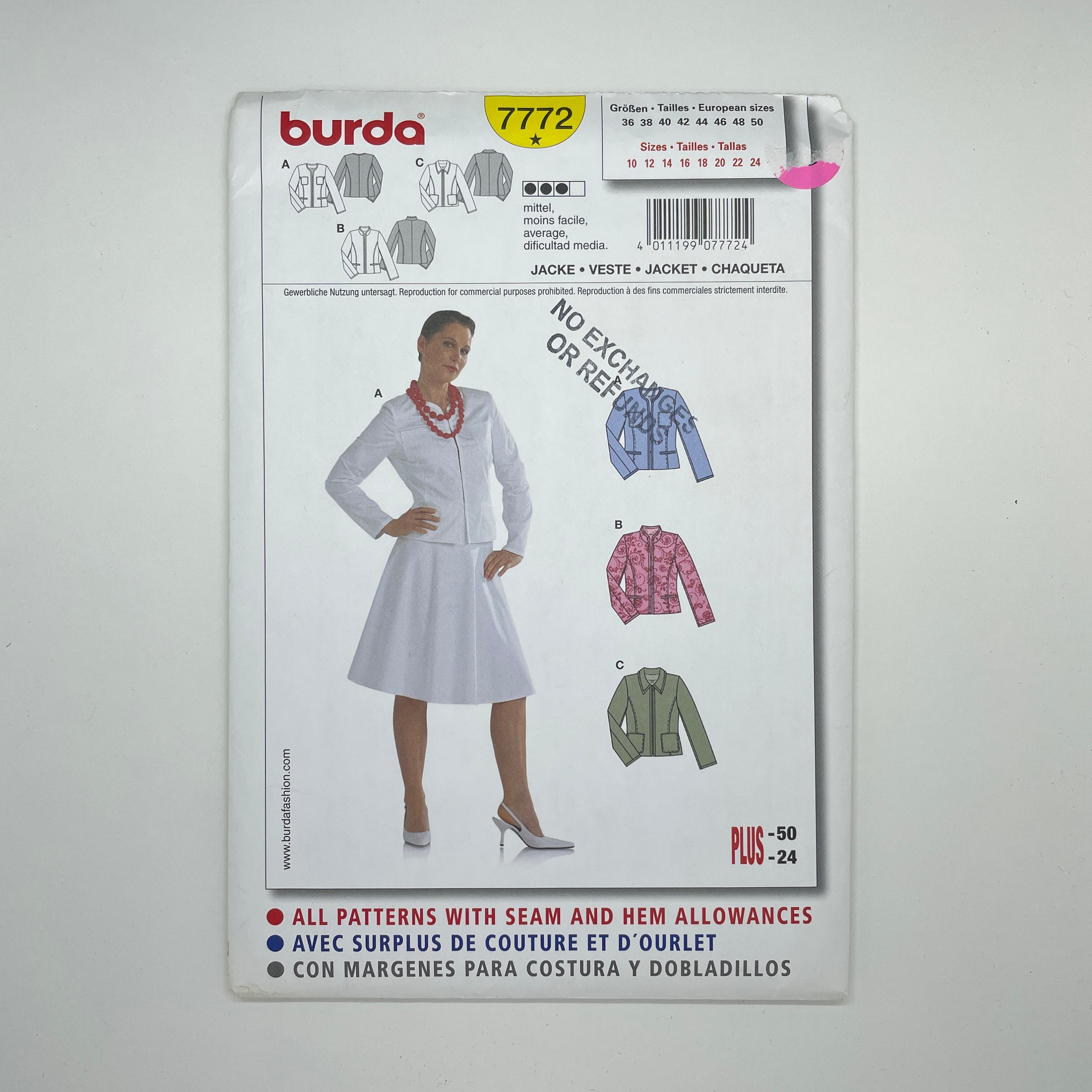 Burda 7708 and 7772 2000's Jacket Sewing Patterns - Etsy