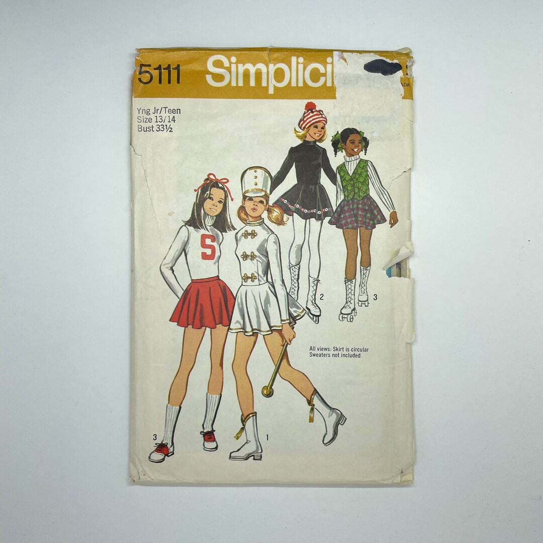 Simplicity 5111 - Vintage 1970's Teen/jr Cheerleader and Skating ...