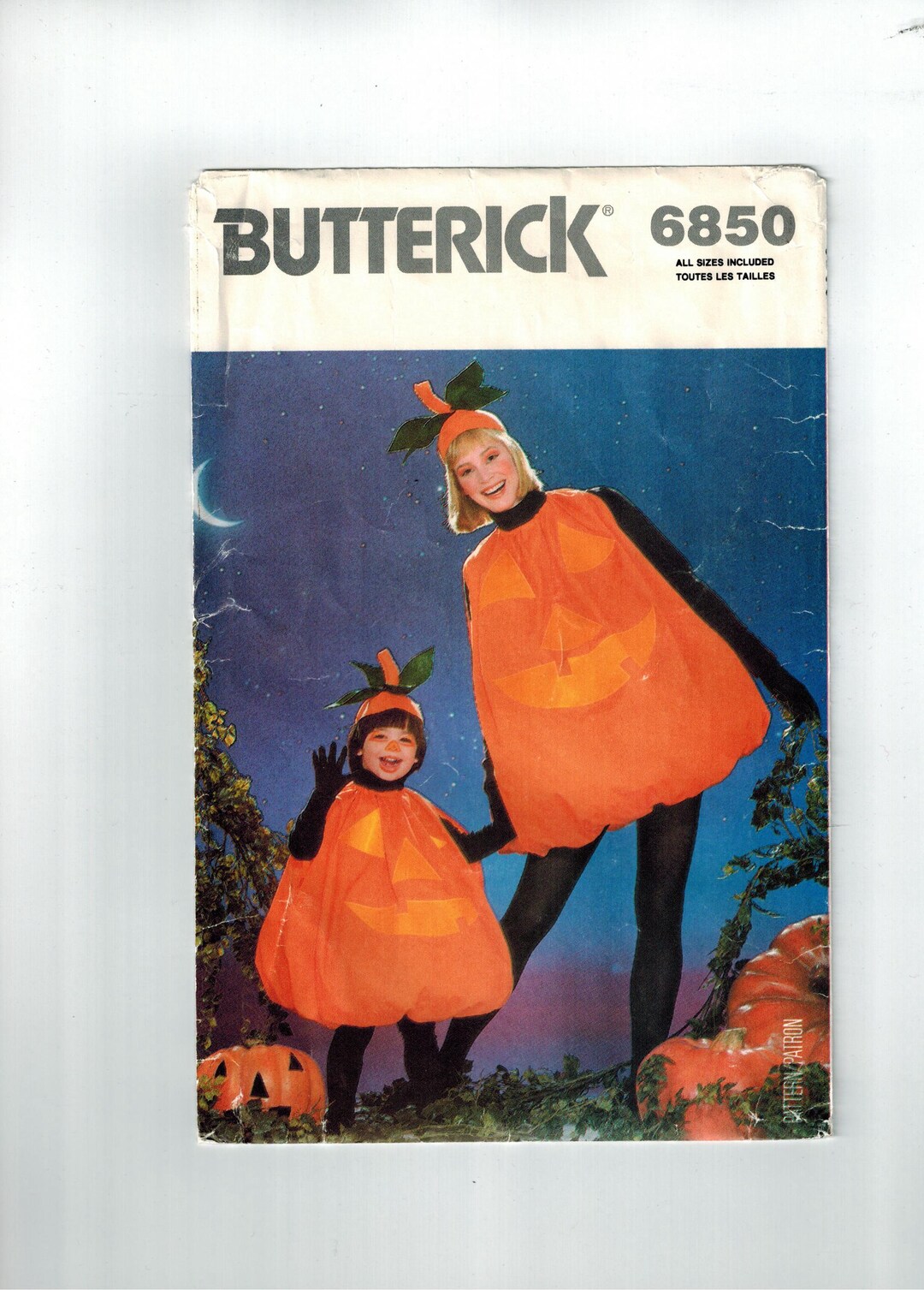 Butterick 6850 - Vintage 1980's Halloween Pumpkin Adult and Child's ...