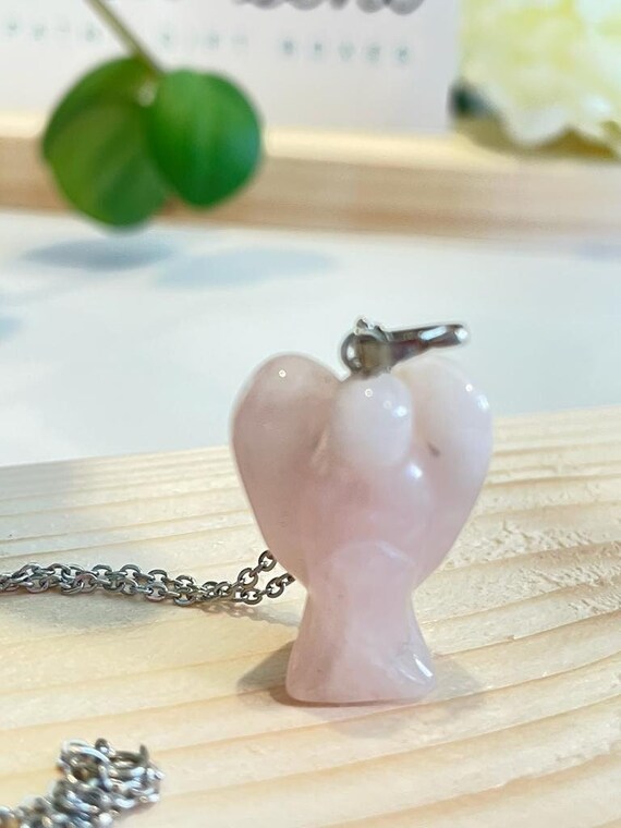 Guardian Angel Rose Quarts Necklace Christmas Gift. Small - Etsy
