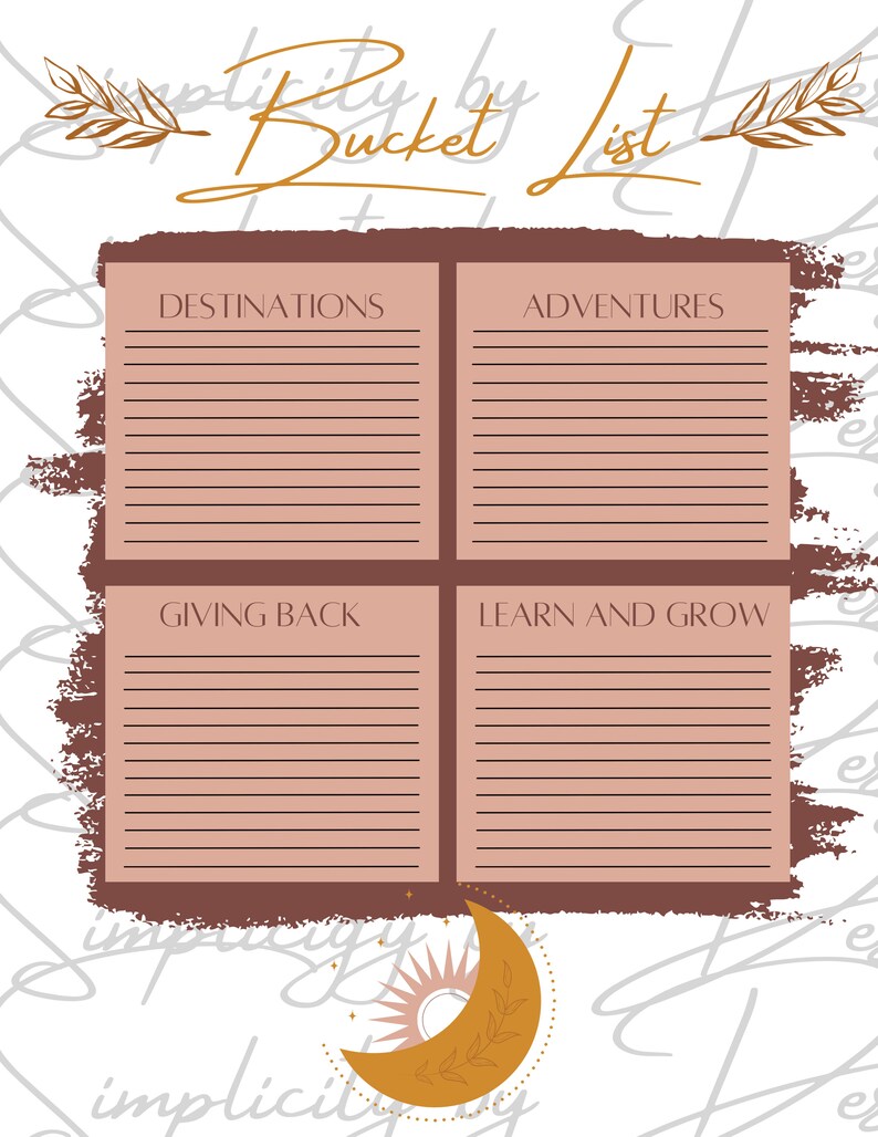 Bucket List Printable, Travel Bucket List, Bucket List Journal - Etsy