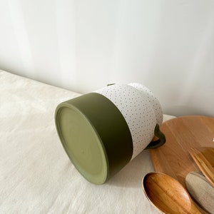 Handmade Green Dotted Ceramic Kitchen Utensil Holder, Speckled Handled ...