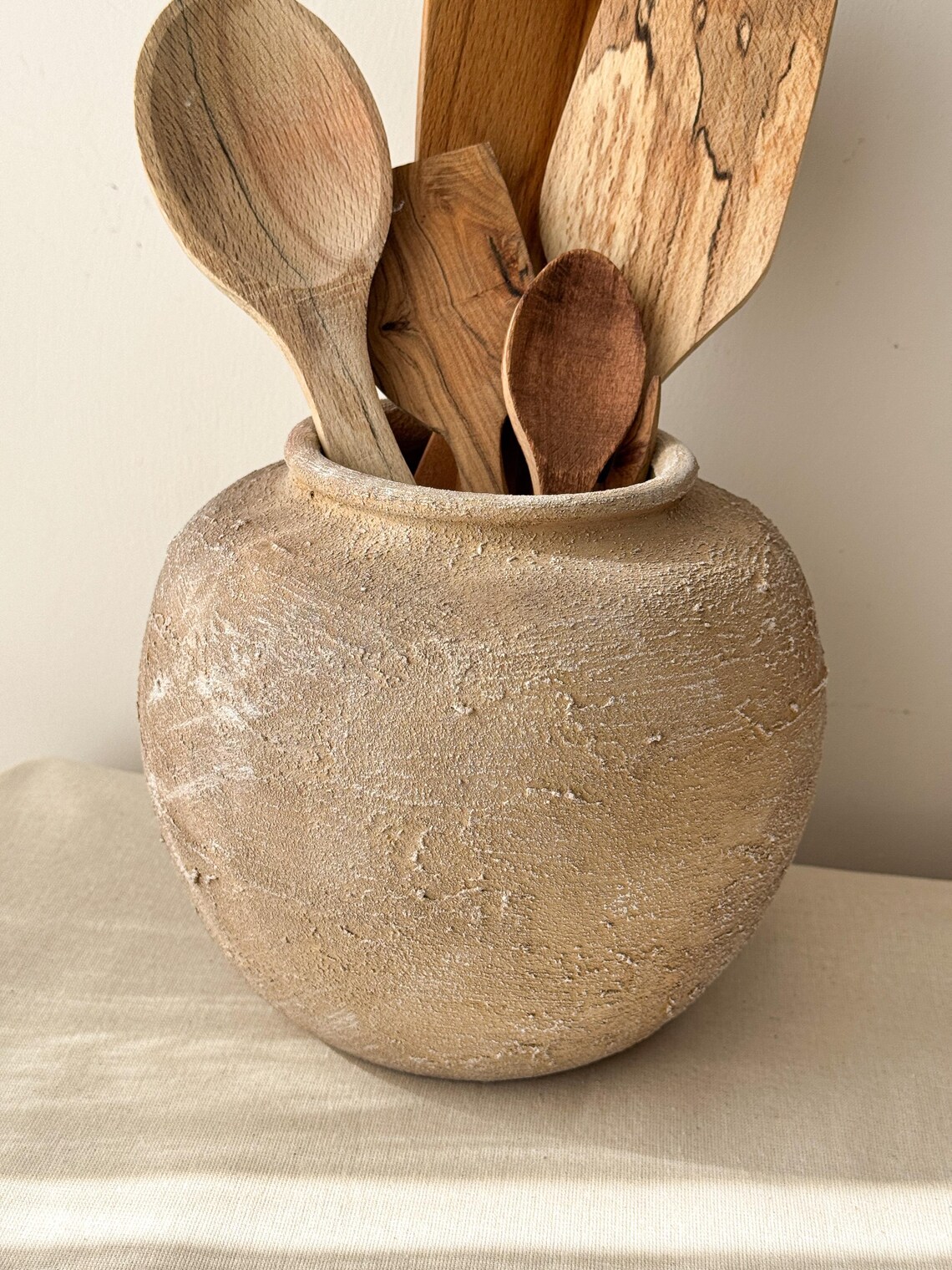Rustic Ceramic Utensil Holder Kitchen Crock : Wabi Sabi Pottery ...