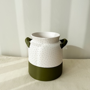 Handmade Green Dotted Ceramic Kitchen Utensil Holder, Speckled Handled ...
