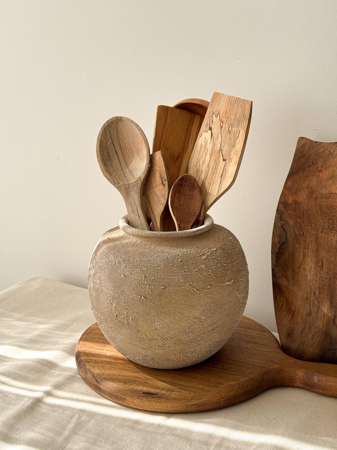 Rustic Ceramic Utensil Holder Kitchen Crock : Wabi Sabi Pottery ...