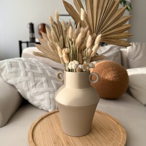 Nordic Style Beige Ceramic Vase for Flowers, Bohemian Handmade Ceramic ...