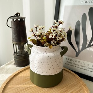 Handmade Green Dotted Ceramic Kitchen Utensil Holder, Speckled Handled ...