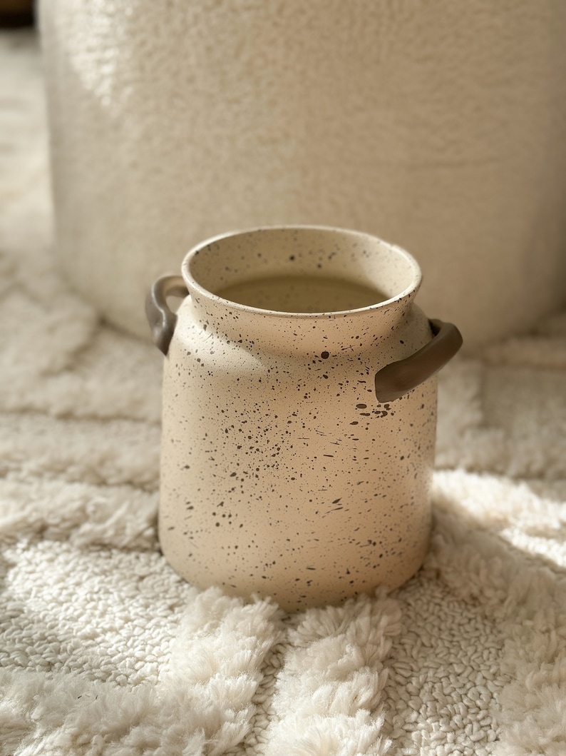 Speckled Ceramic Utensil Holder, Handled Kitchen Crock, Nordic Ceramic ...