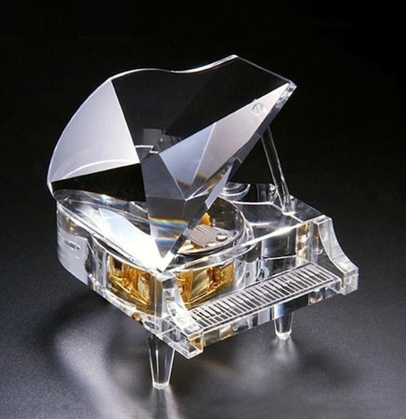 Glass Piano Crystal Grand Piano Miniature Music Box Gift | Etsy