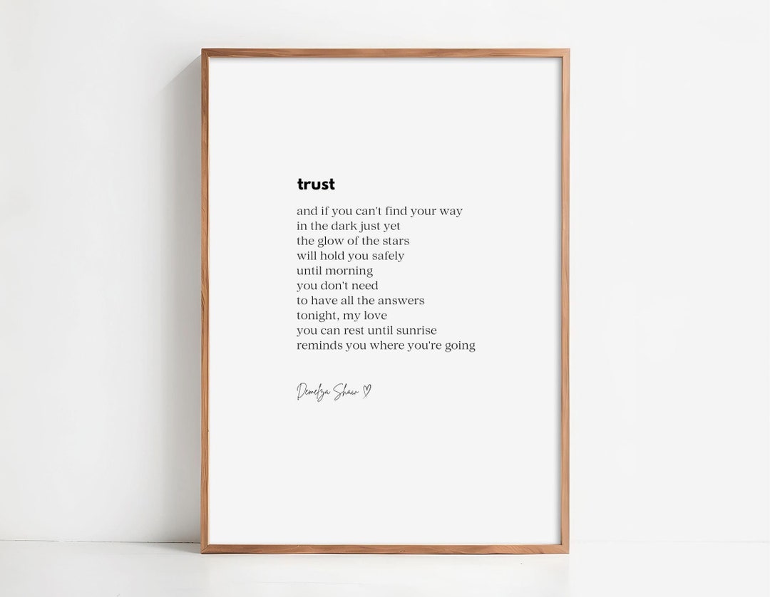 Trust - Poem Print, Wall Art Decor, Inspirational Quote Poster ...