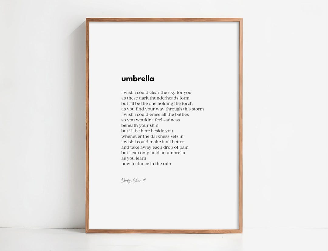 Umbrella - Poem Print, Heartfelt Best Friend Poems, Meaningful Quote ...
