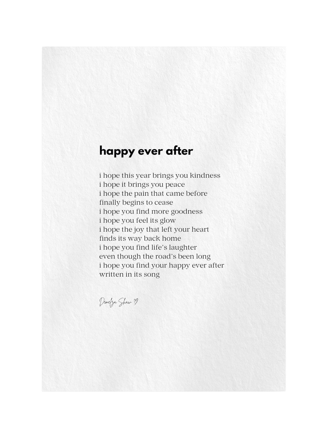 Happy Ever After - Poetry Print (digital Download) - Etsy