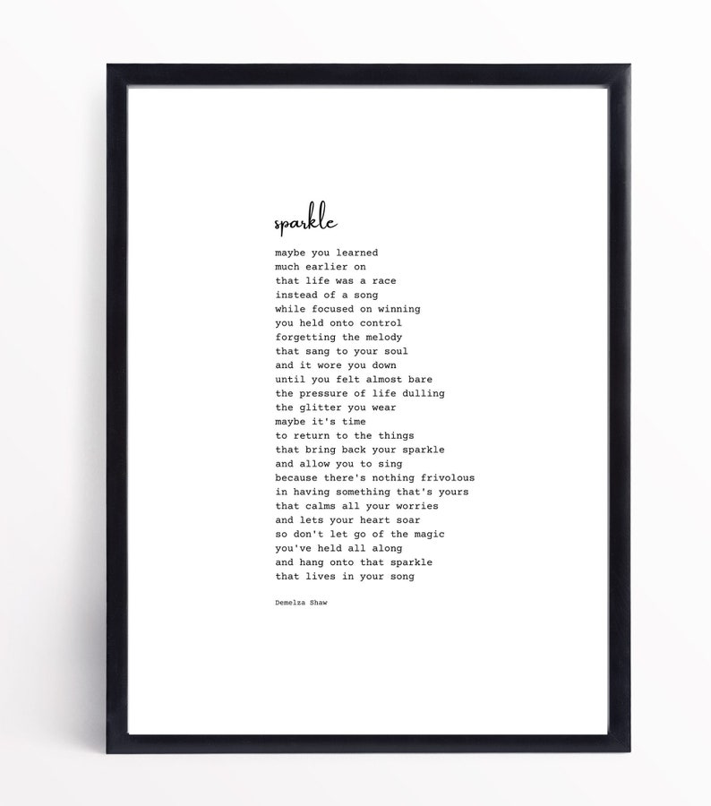 Sparkle Printable Poem A4 Digital Download, Digital Poem, Poetry Print ...