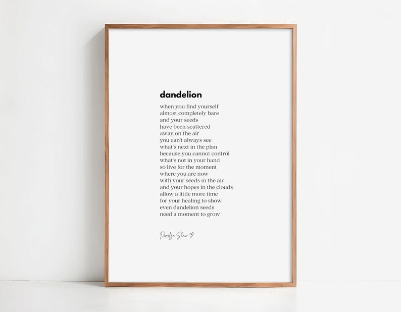 Dandelion Poem Print: Inspiring Wall Art (digital Download) - Etsy